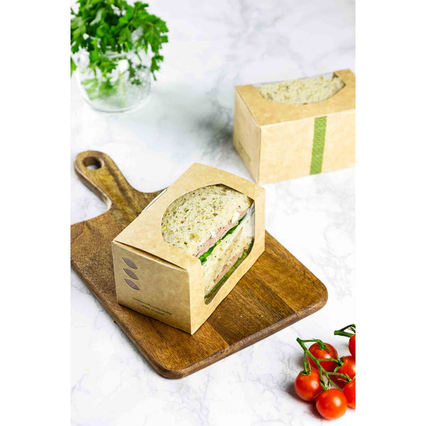 Vegware Compostable Bloomer Sandwich Kraft Food Box - Case of 500 ...
