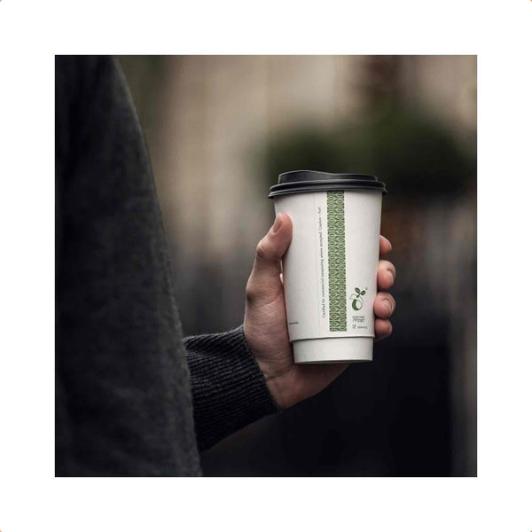 Vegware 16oz Compostable Double Wall Coffee Cups - Case of 400 White ...